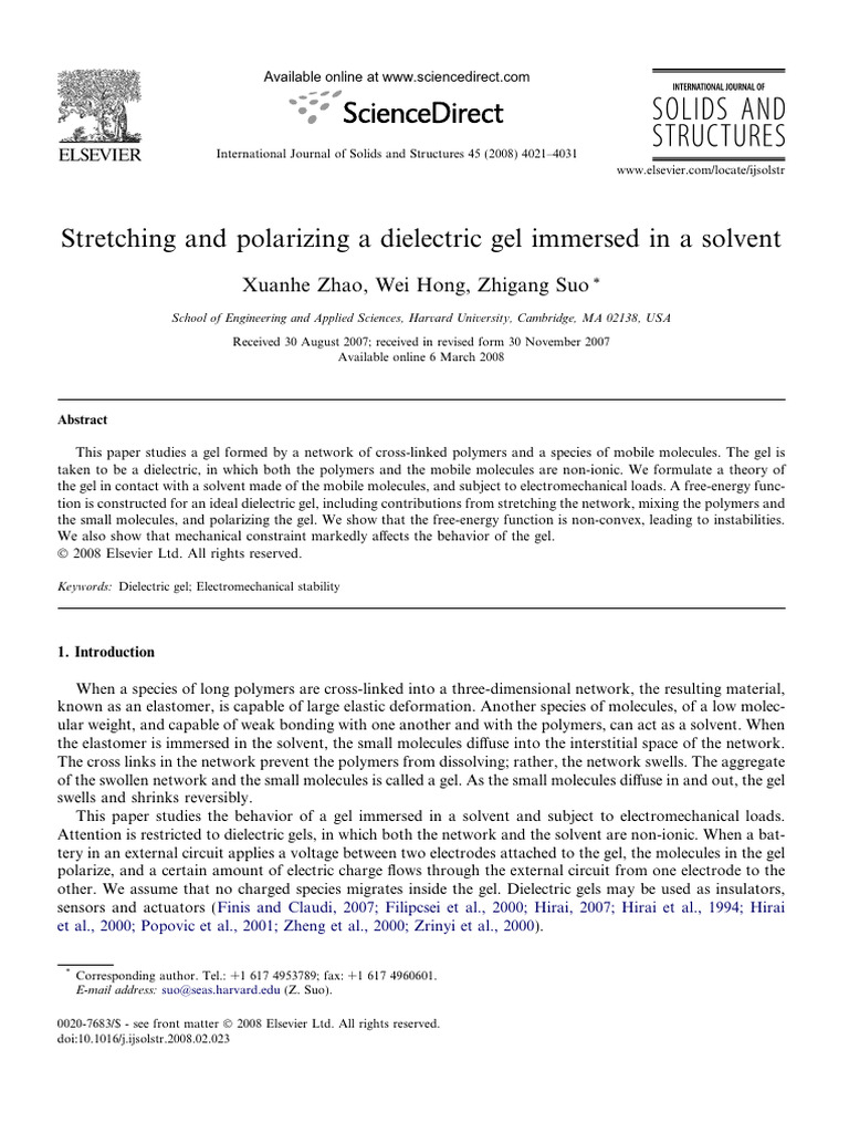 Dielectric Gel Behavior Under Electromechanical Loads | PDF | Gel ...