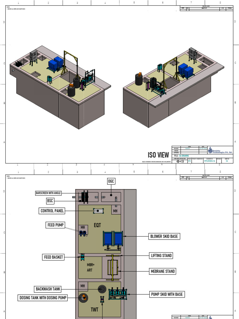 Tentative Ga Drawing of 30 KLD - Bioflocs - MBR - STP - Civil Model | PDF