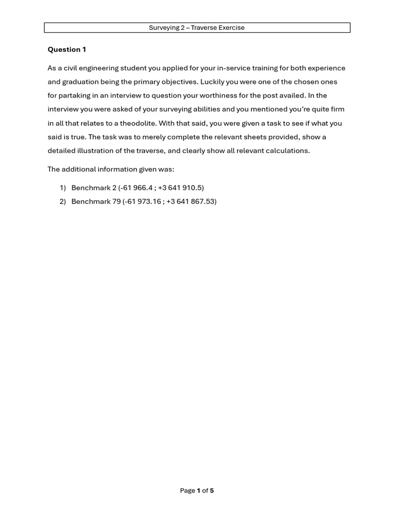 Surveying 2 - Traverse Exercise | PDF | Surveying | Physical Sciences