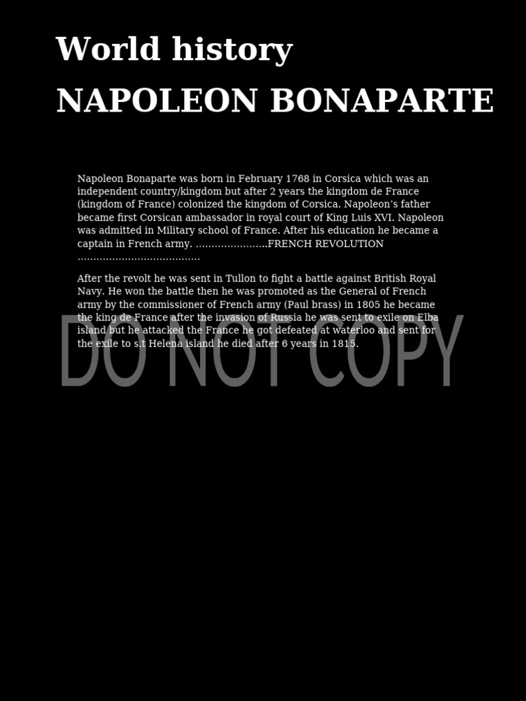 Biography of Napoleon Bonaparte | PDF