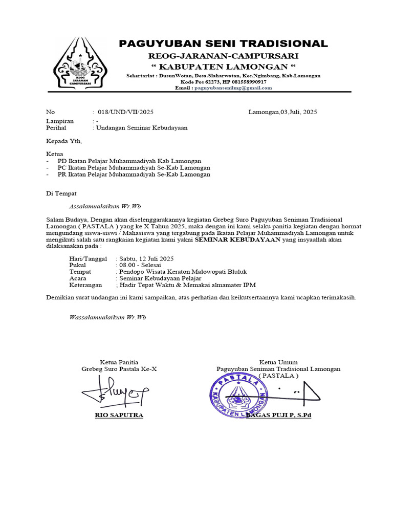 Surat Undangan Seminar Ipm | PDF