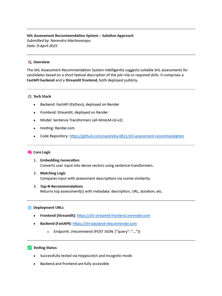 SHL Assessment | PDF
