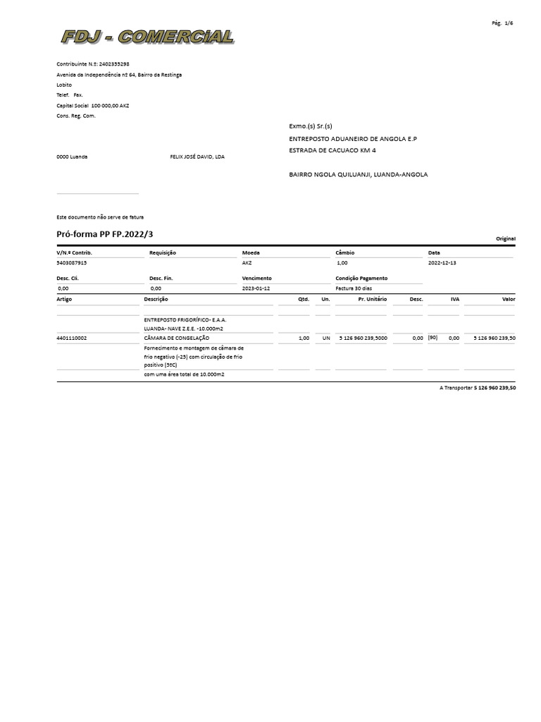 FDJ Factura Pró-Forma | PDF | Imposto sobre Valor Agregado (IVA) | Impostos