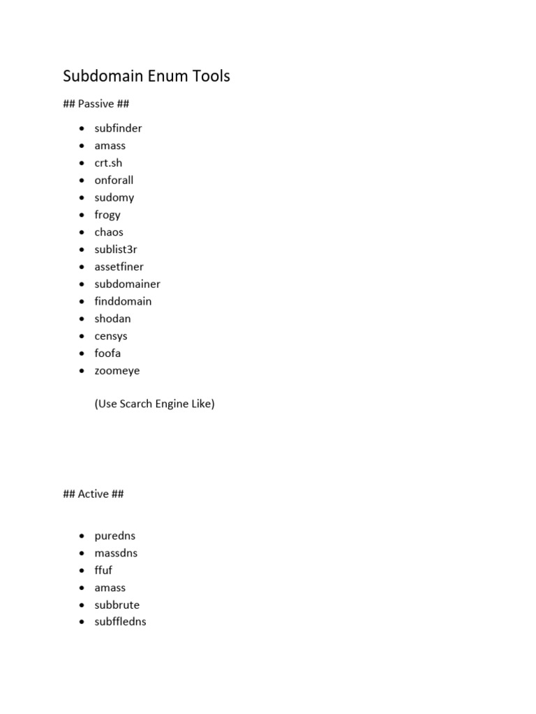 Subdomain Enum Tools | PDF