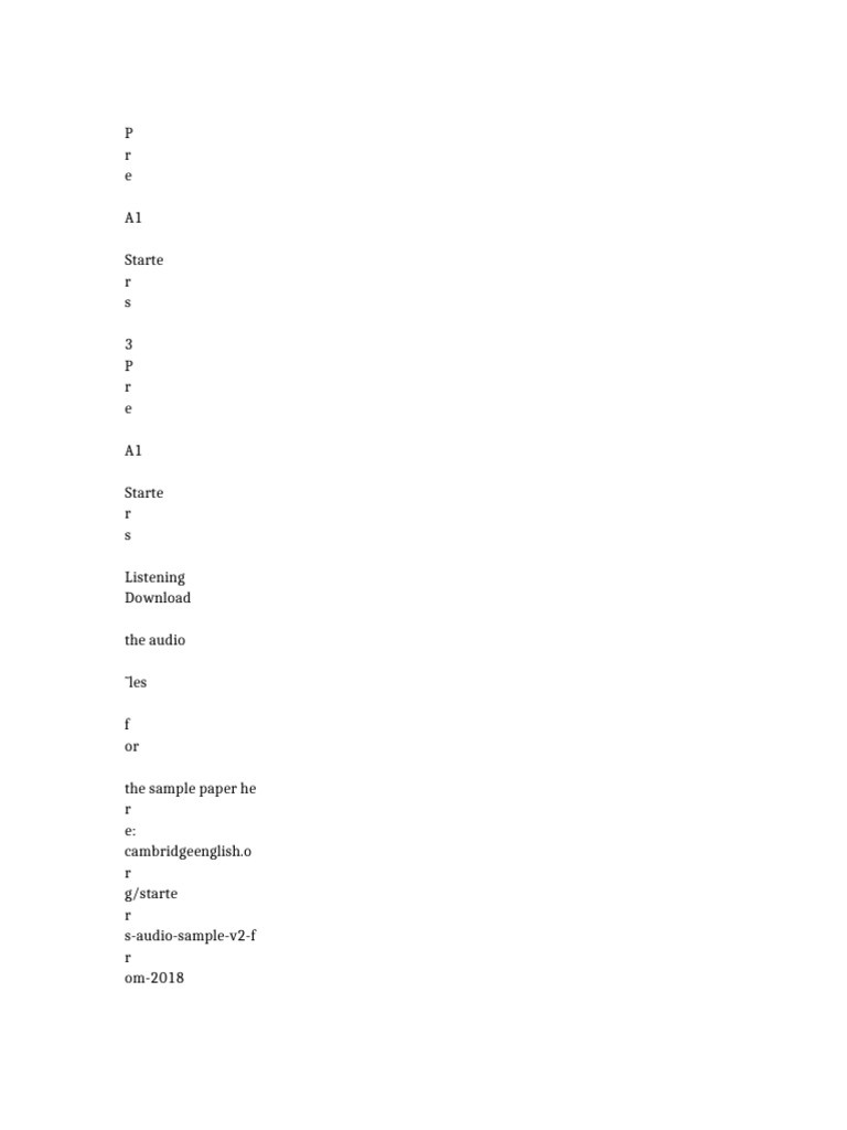 Pre A1 Starters Listening Test Guide | PDF