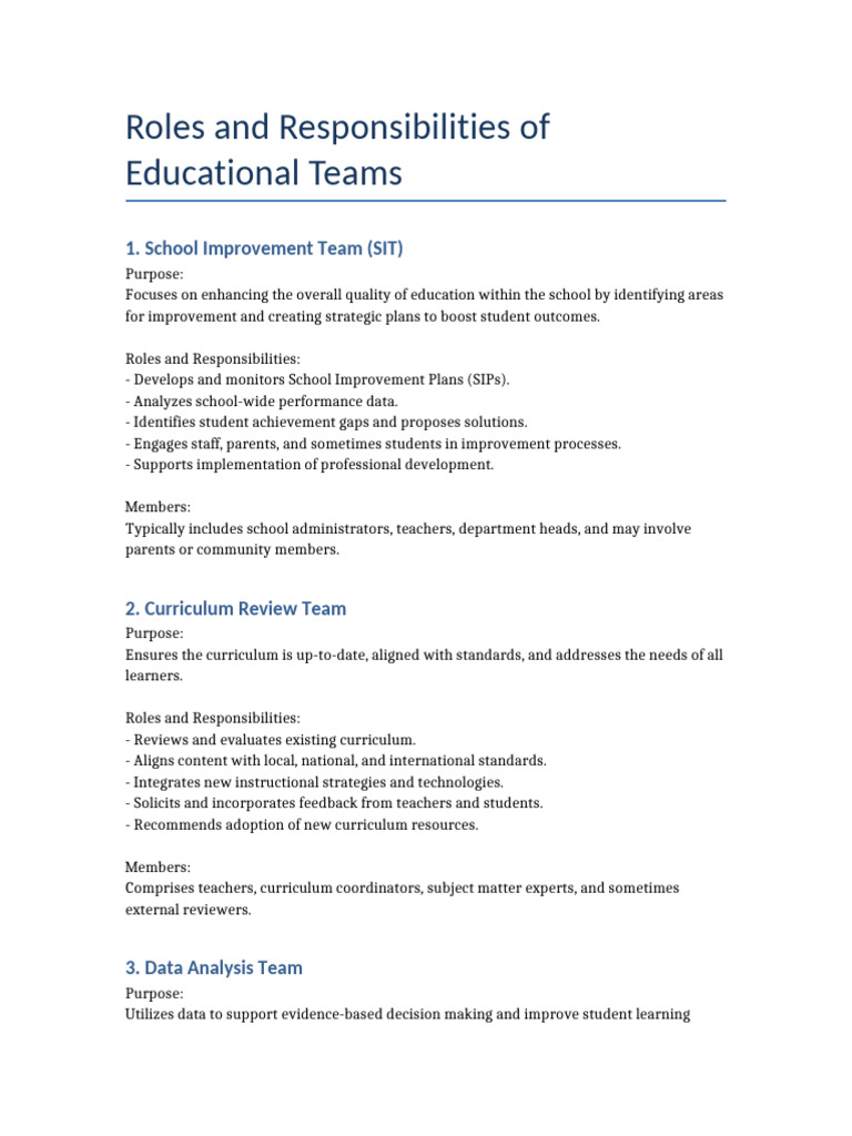 Complete Educational Teams Report | PDF