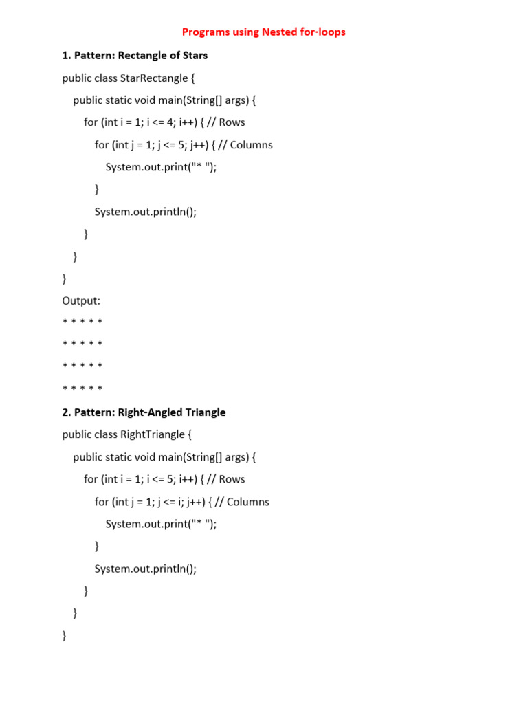 Nested For Loops (REVISION) | PDF | Computer Programming | Software ...