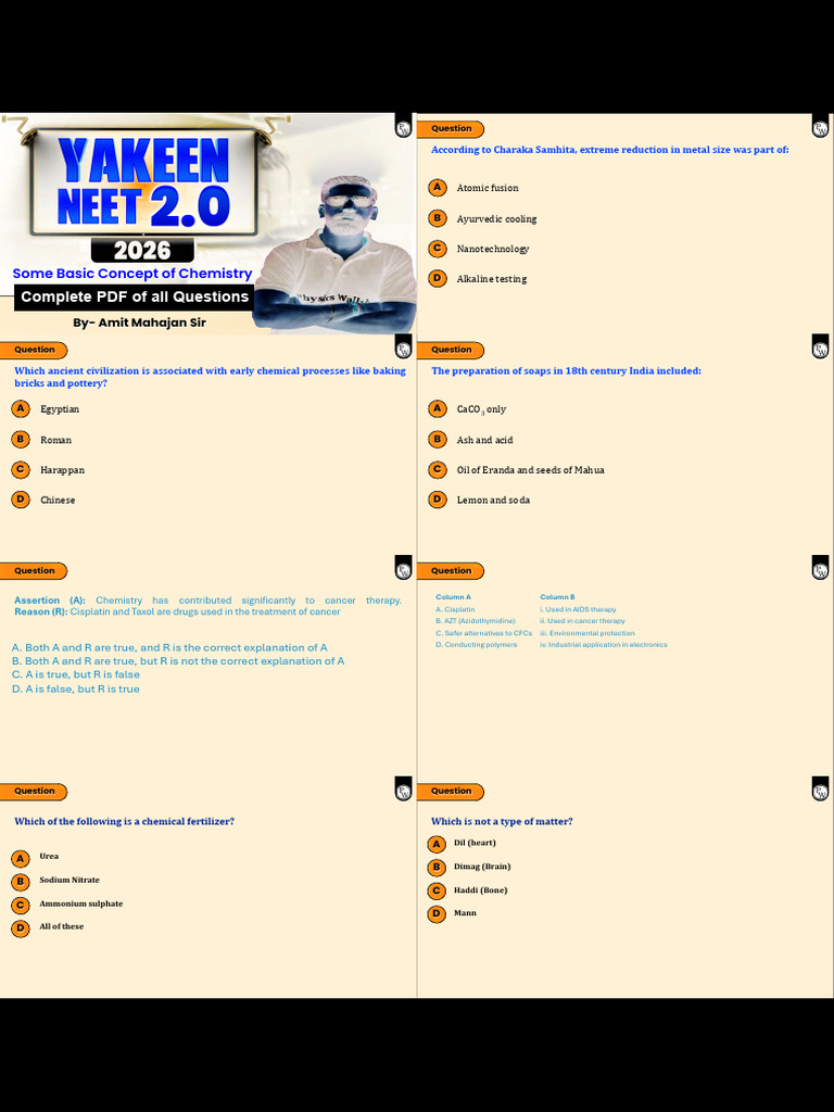 Some Basic Concept of Chemistry - Complete PDF of All Questions - Physical Chemistry by Amit Mah ...