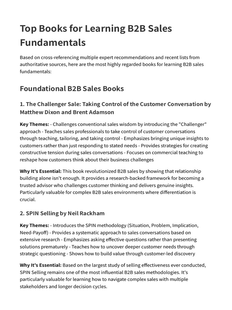 Top B2B Sales Books for Success | PDF | Sales | Negotiation