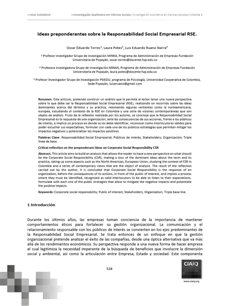 Ideas Preponderantes Sobre La Responsabilidad Social Empresarial RSE ...