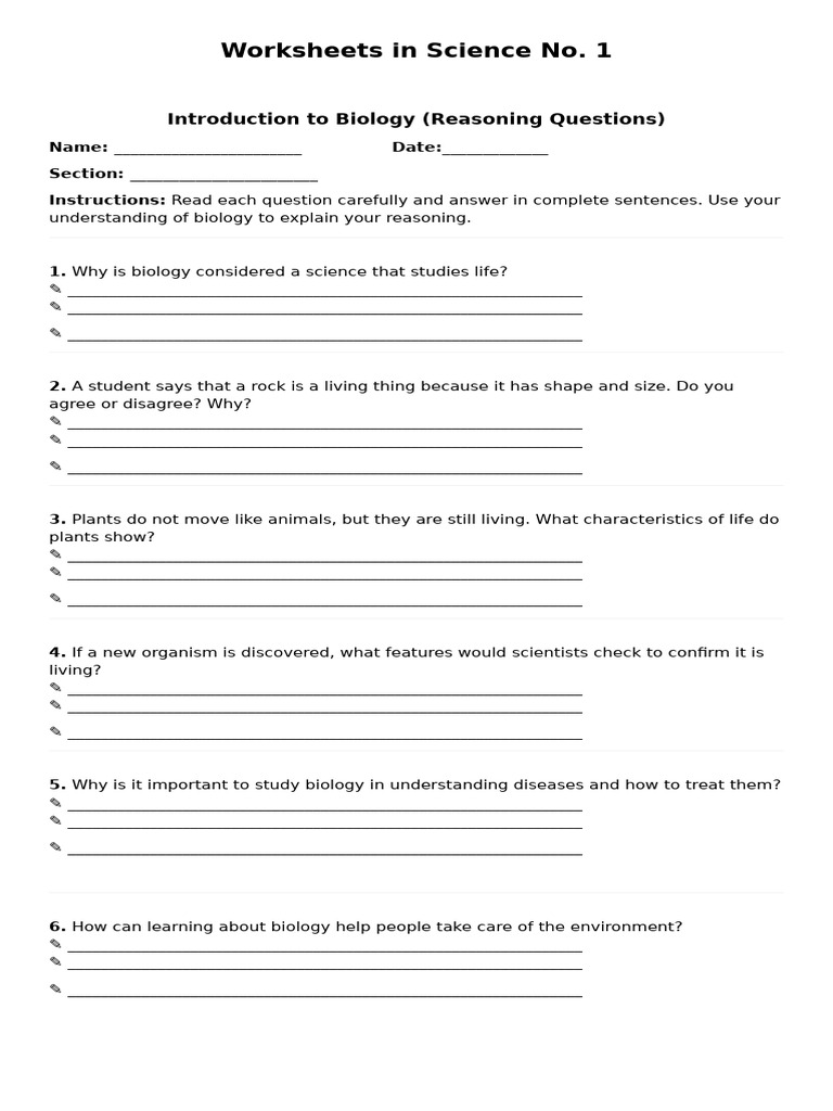 Worksheets in Science No. 1 | PDF