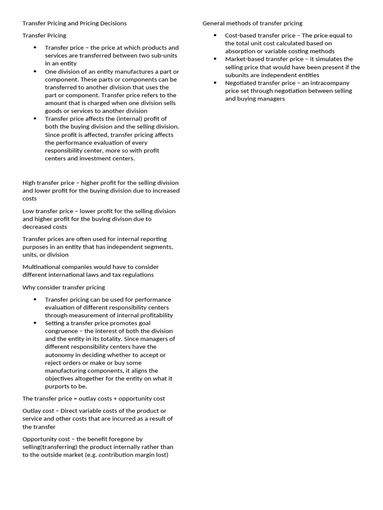 Understanding Transfer Pricing Methods | PDF | Pricing | Profit (Economics)