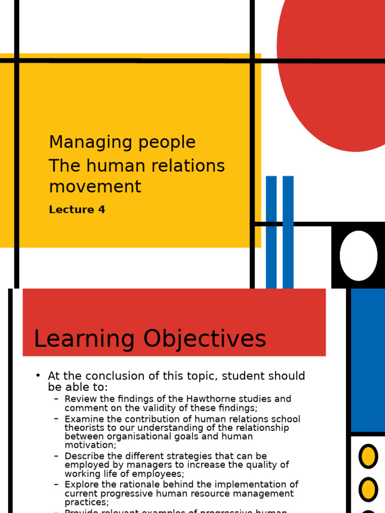 Human Relations Movement Overview | PDF | Incentive | Applied Psychology