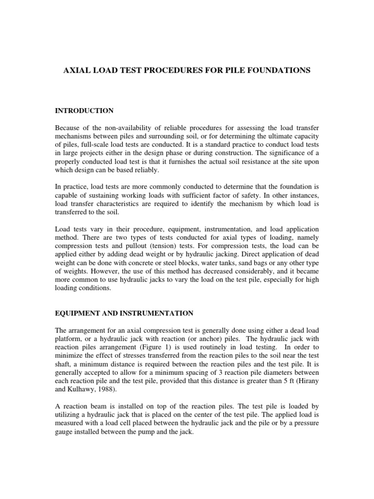 Axial Load Test Procedures for Piles | PDF