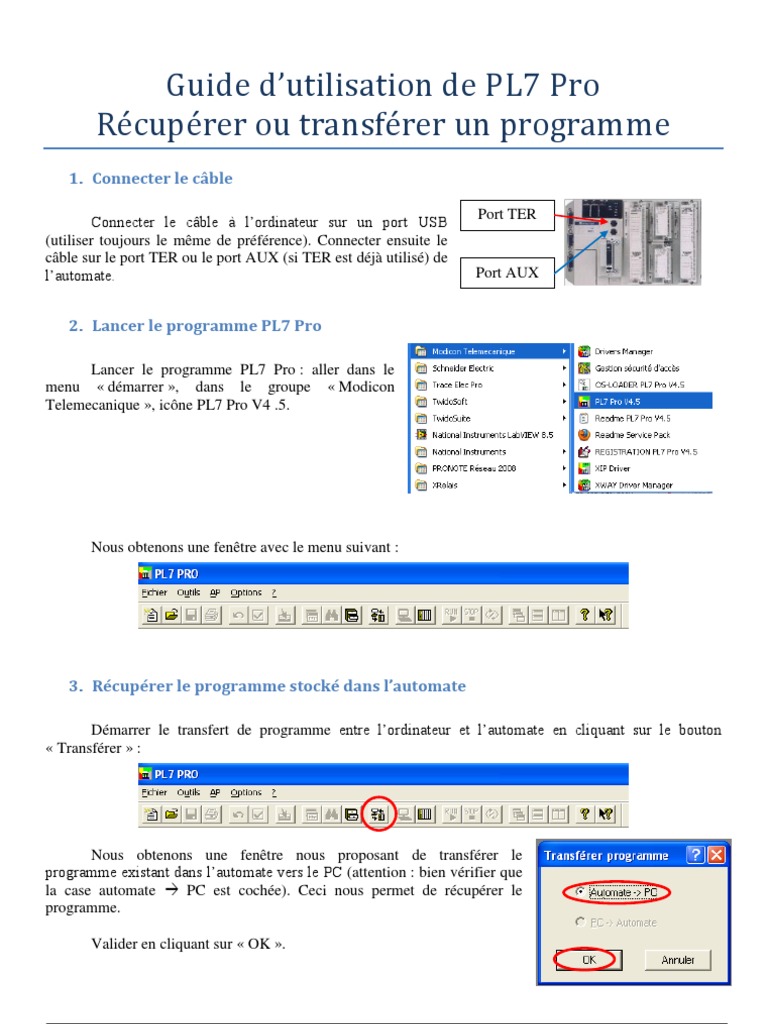 Guide Pl7 Pro Connecter Et Transferer | PDF | Logiciel | Technologie ...