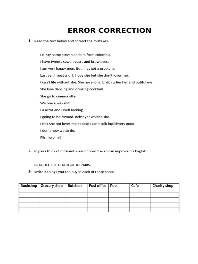 ERROR CORRECTION - Atividades | PDF