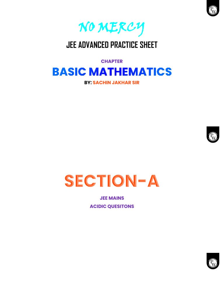 684af8ff5bc7b01931ab3cec - JEE Advanced Practice Sheet Basic Mathematics-Invert (1) - 1 | PDF