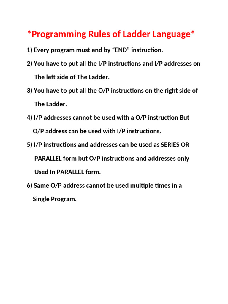 2.programming Rules of Ladder Language | PDF