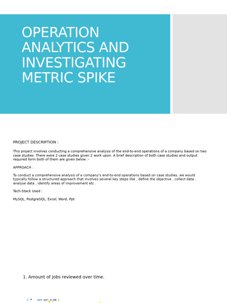 Operation and Metric Analytics | PDF