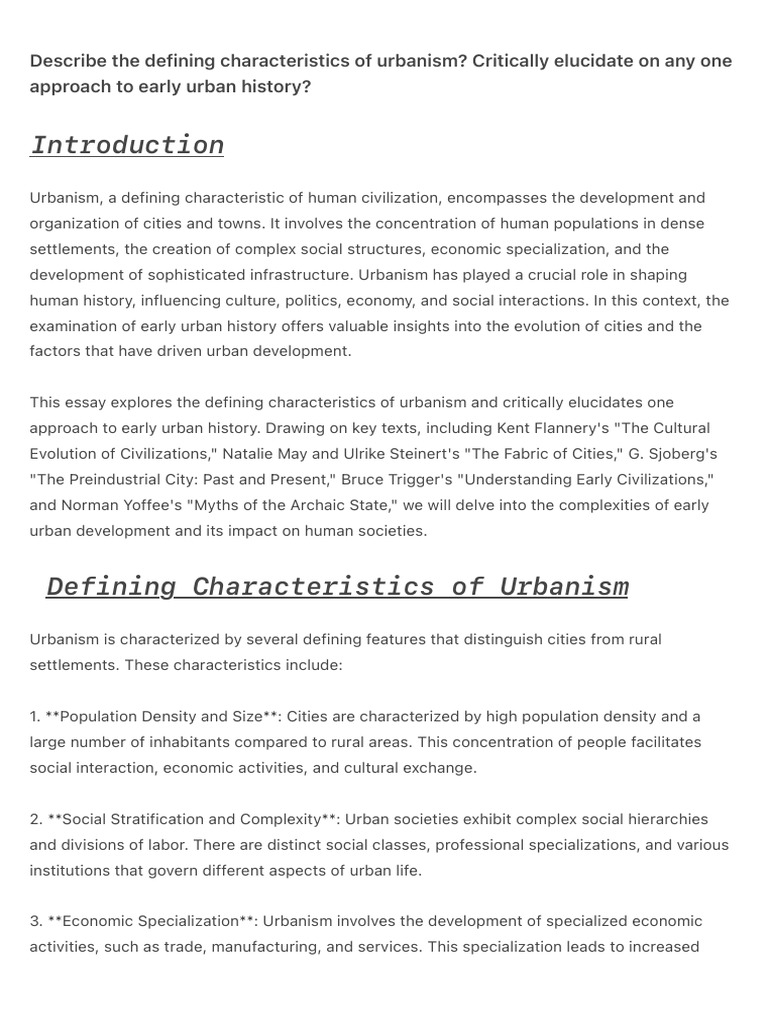 Defining Characteristics of Urbanism | PDF | Mesopotamia ...