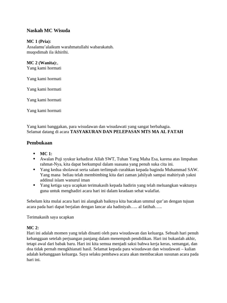 Naskah MC Wisuda | PDF