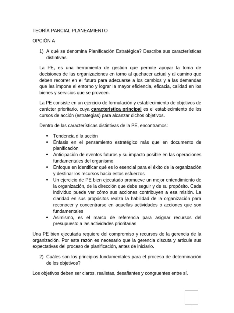 Teoría Parcial Planeamiento | PDF | Planificación | Evaluación