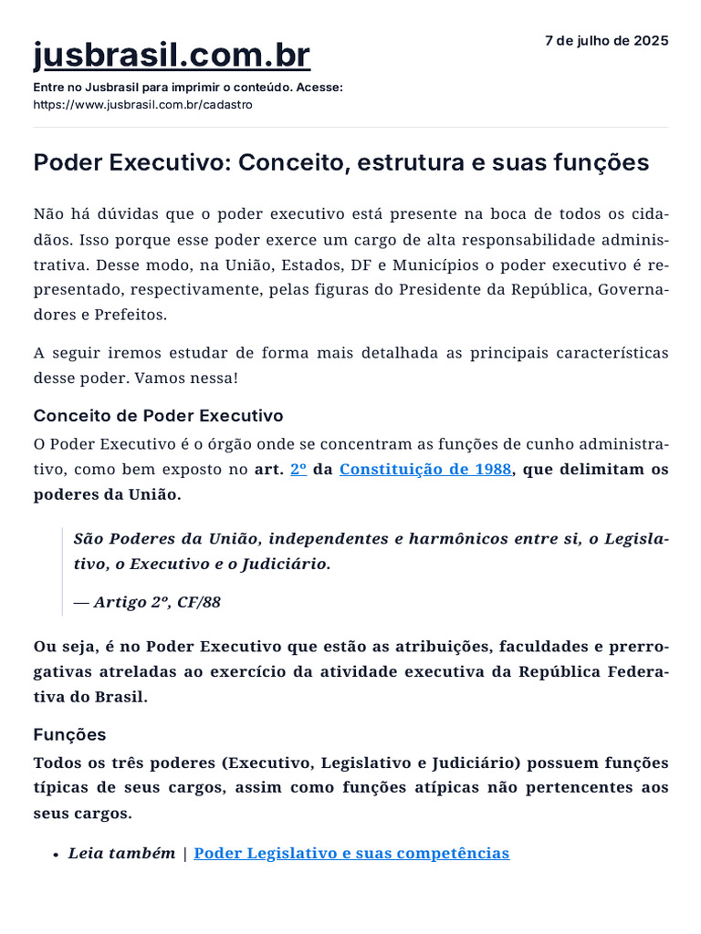 Funções e Estrutura do Poder Executivo | PDF | Eleições | Executivo ...