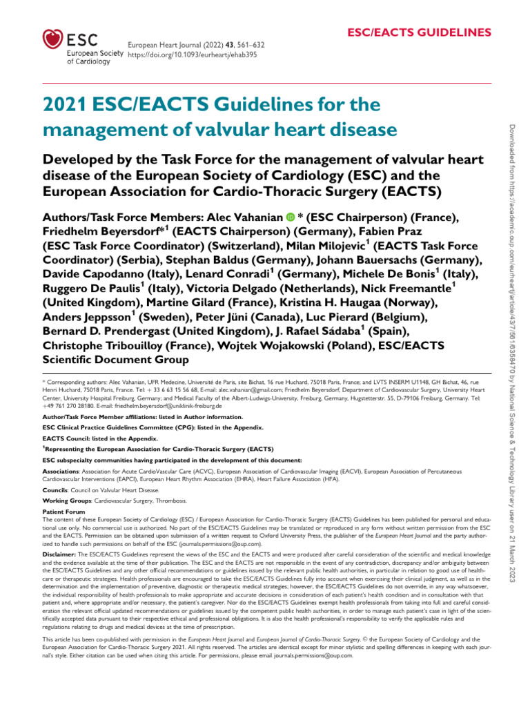7. Bệnh Van Tim Esc-eacts 2021 | PDF | Cardiovascular System | Cardiology