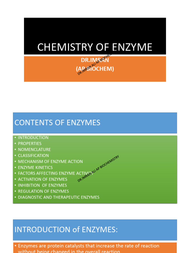 Introduction of Enzymes Lec 2-2-1 | PDF