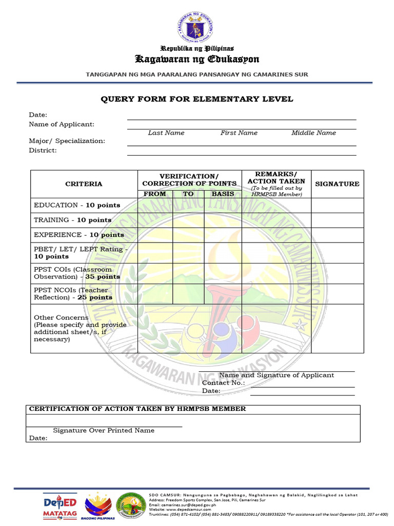 Teacher Application Query Form | PDF