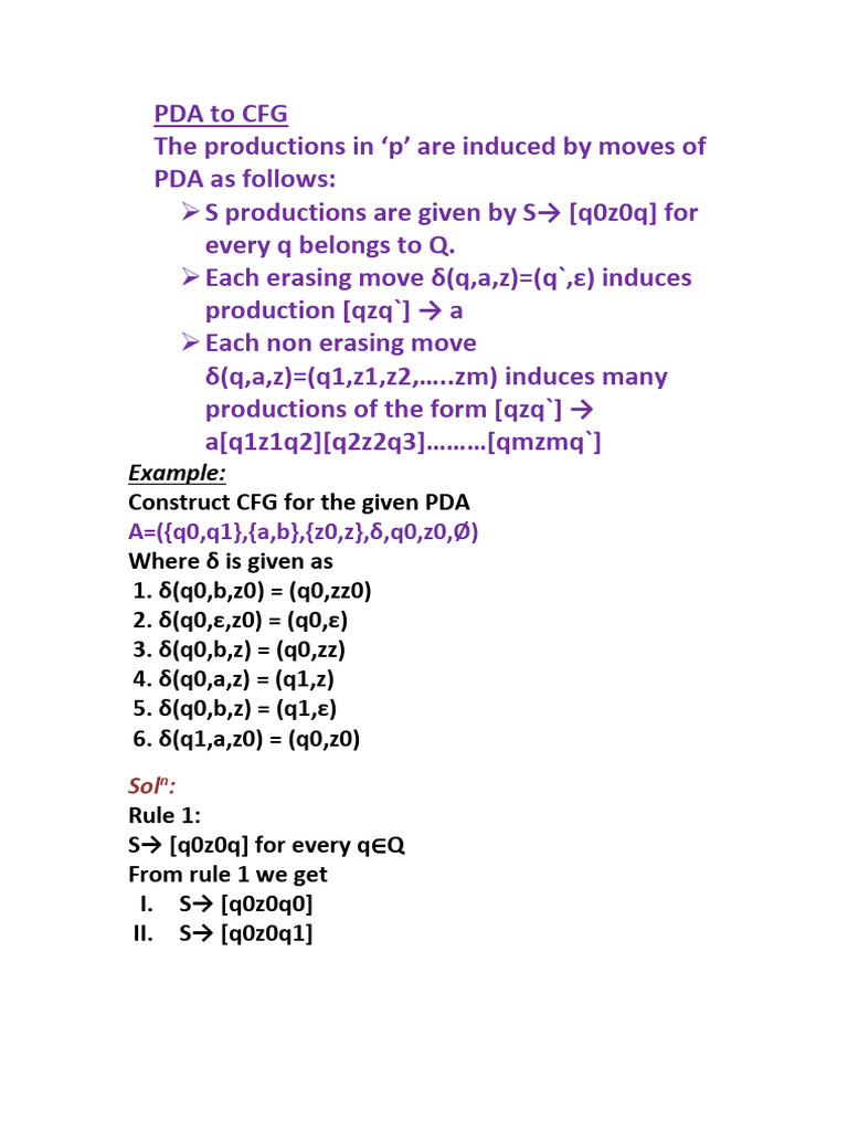 PDA to CFG Conversion Explained | PDF