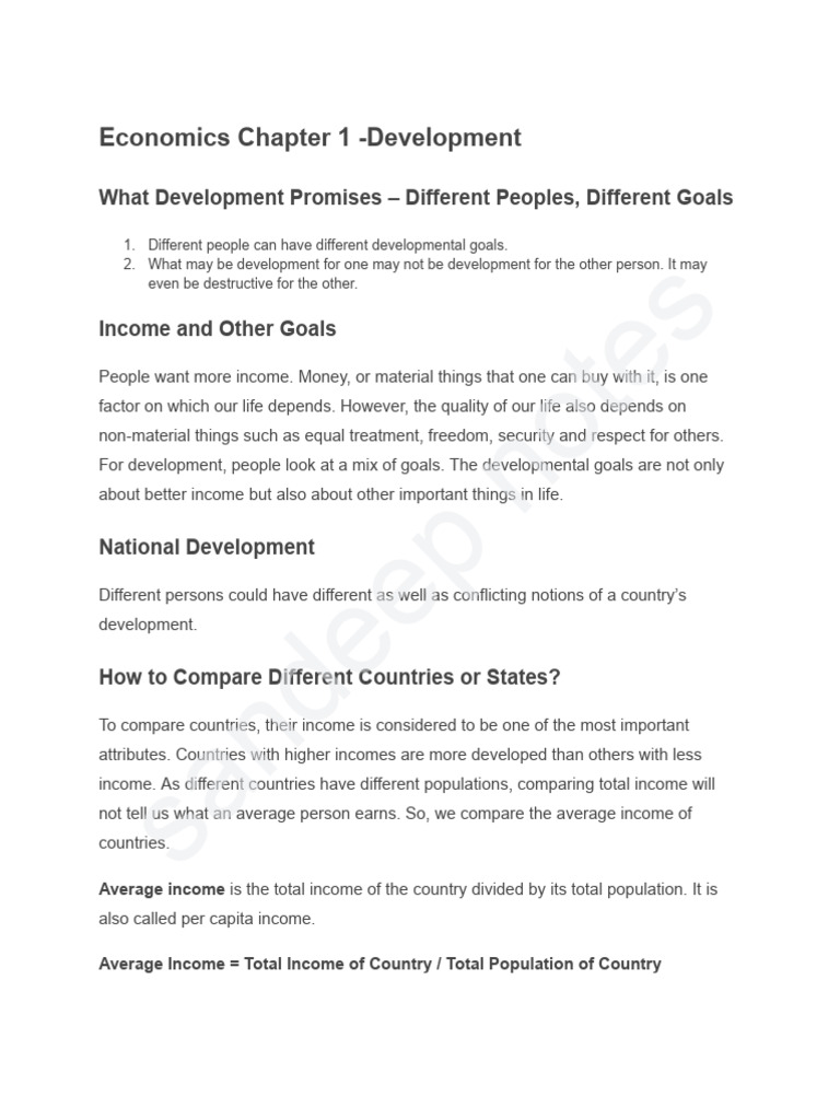 Economics Chapter 1 - Development | PDF | Income | Sustainability