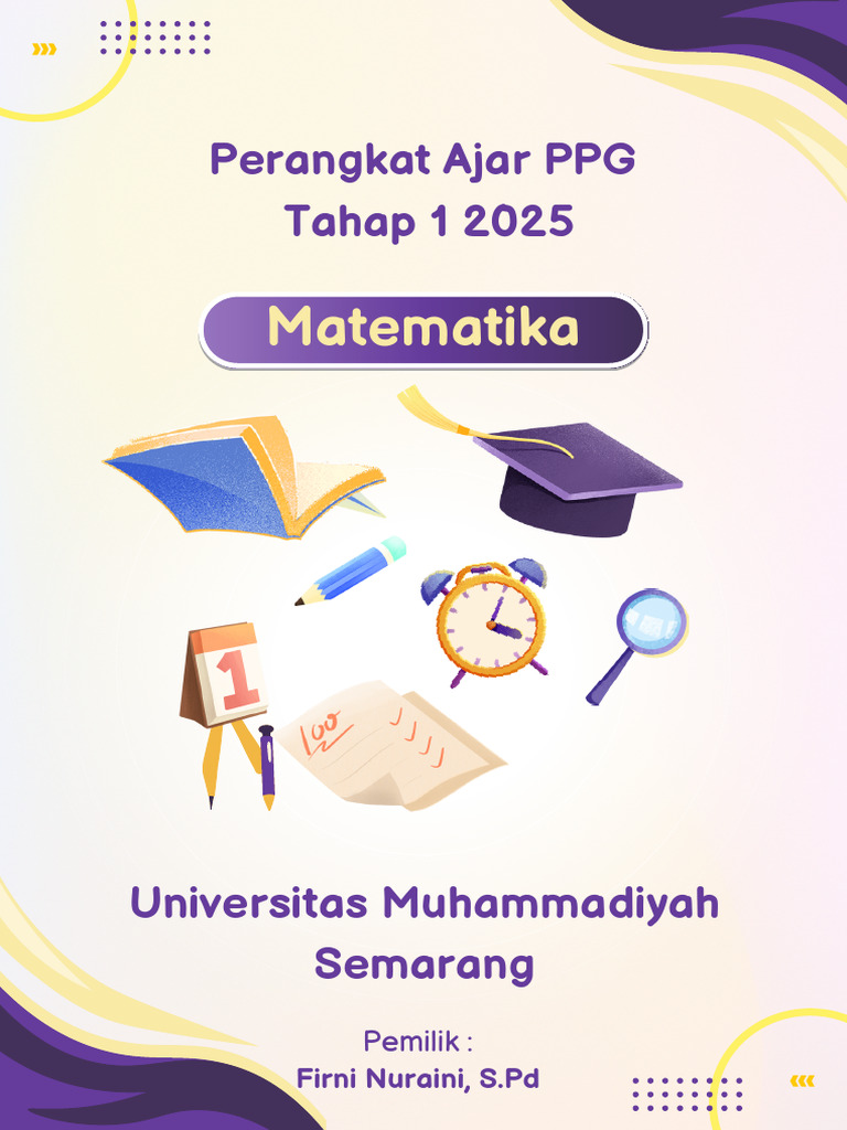 Ungu Kuning Modern Sampul Modul Ajar Matematika Dokumen A4 | PDF