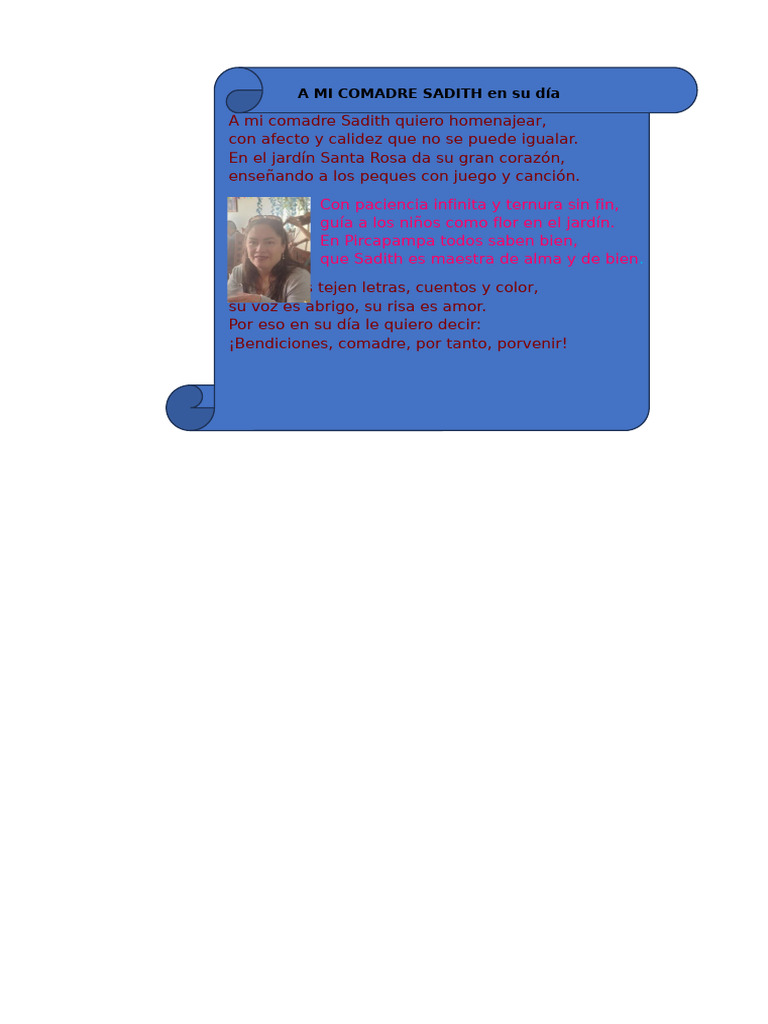 A MI COMADRE SADITH en su día | PDF