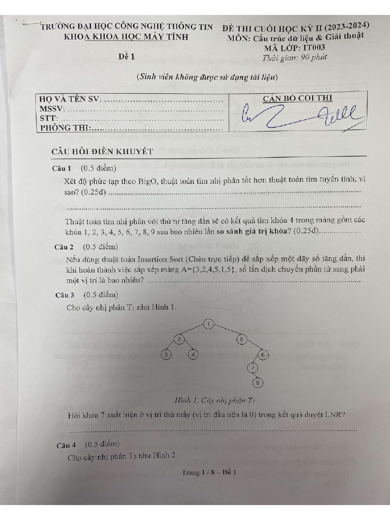 (Bht Cnpm) Dsa-ck2 - 2023-2024 (Bản Scan) | PDF