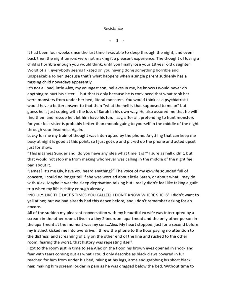 Book 1 - Resistance First Draft | PDF