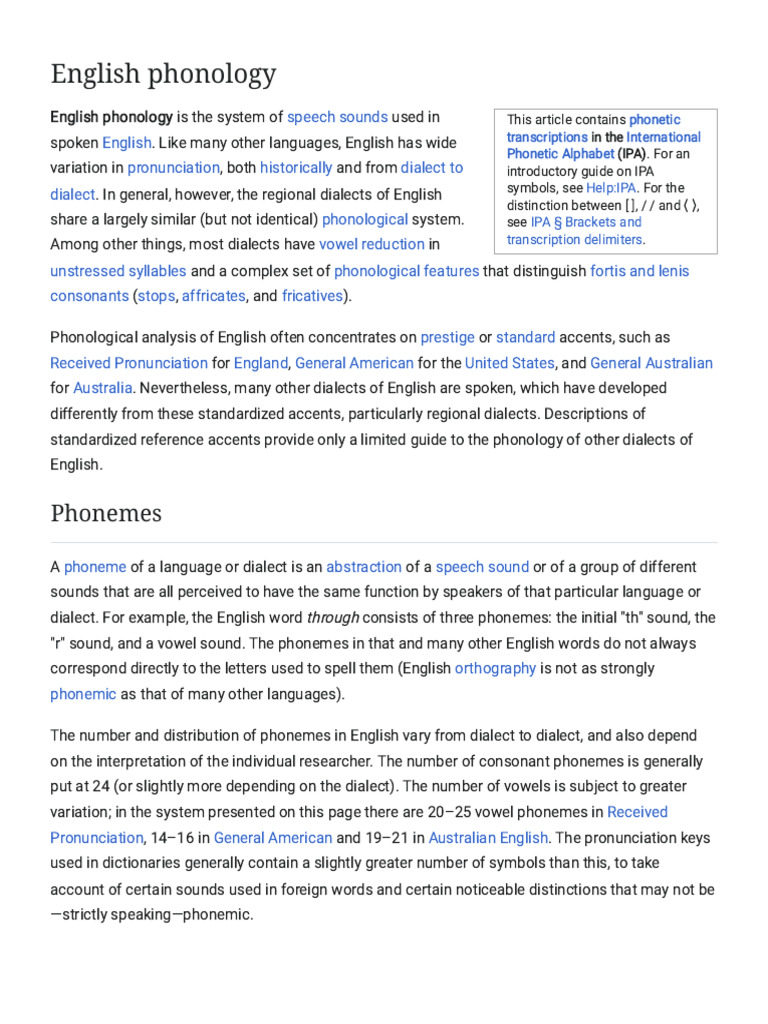 English Phonology and IPA Overview | PDF | Stress (Linguistics) | Syllable