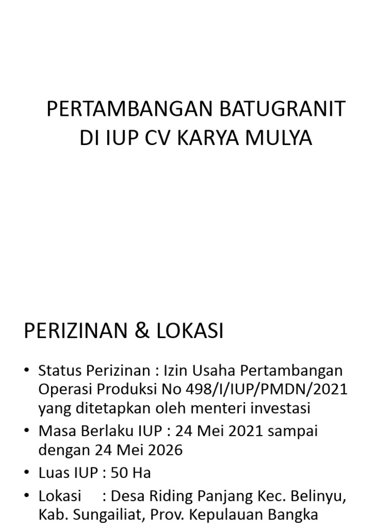 Pertambangan Batugranit IUP Karya Mulya | PDF