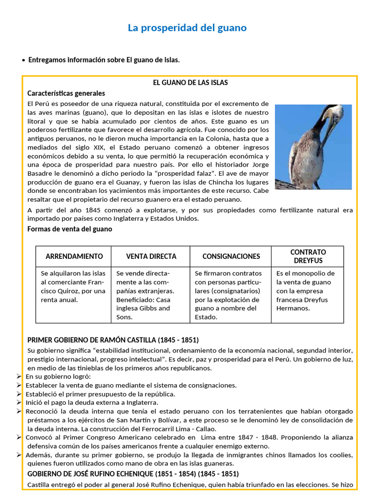D1 A2 FICHA PS. La Prosperidad Del Guano (2) | PDF