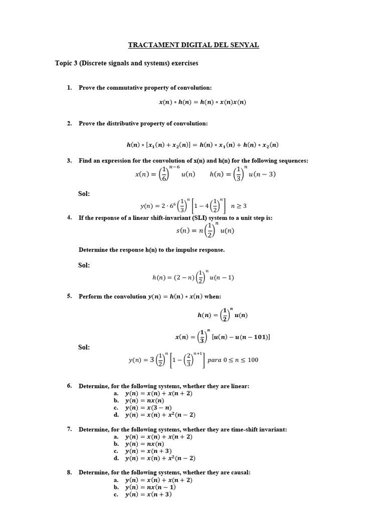Problems Topic3 2324 | PDF | Convolution | Chess Theory