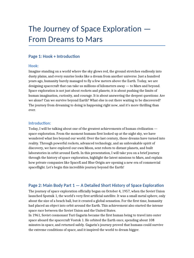 Space Exploration Presentation | PDF | Exploration Of Mars | Space ...