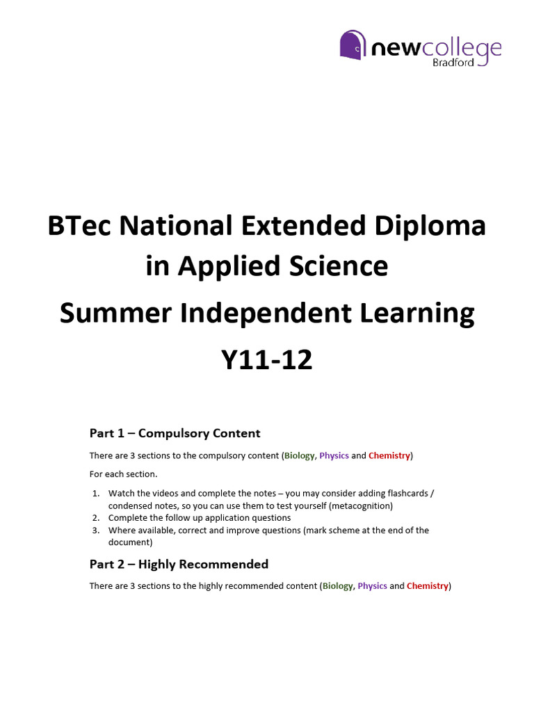 BTEC Revision Pack Unit 1 | PDF | Waves | Electromagnetic Radiation