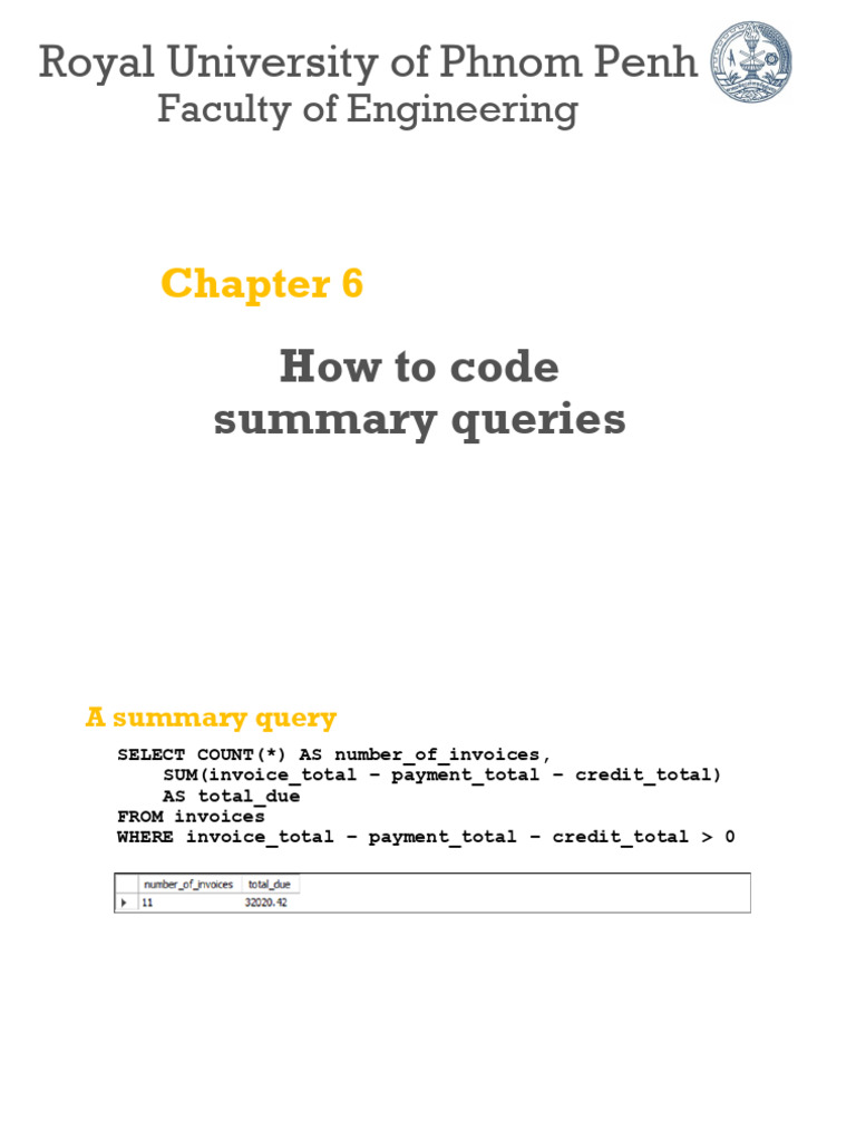 Chapter 9 How To Code Summary Queries Lab | PDF | Computer Programming | Software Engineering