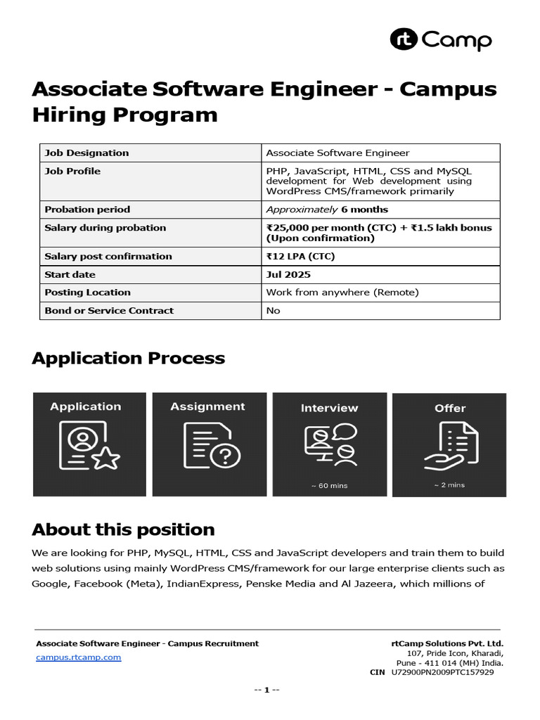 Associate Software Engineer Recruitment | PDF | Web Development | Word ...