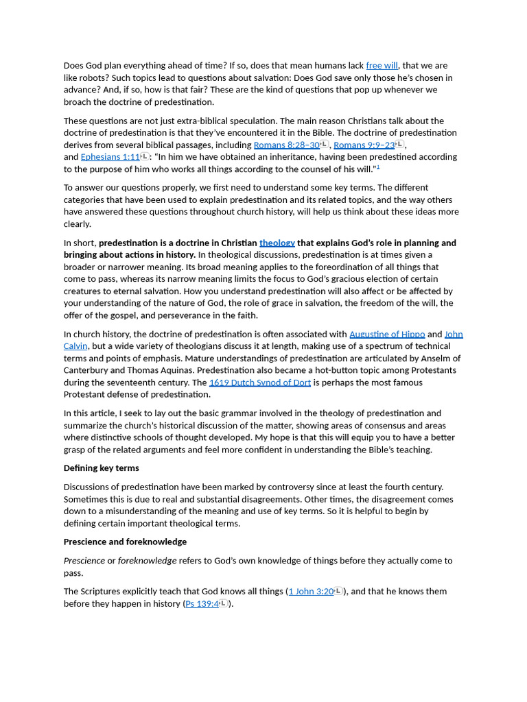 Understanding Predestination in Theology | PDF | Predestination | Grace ...