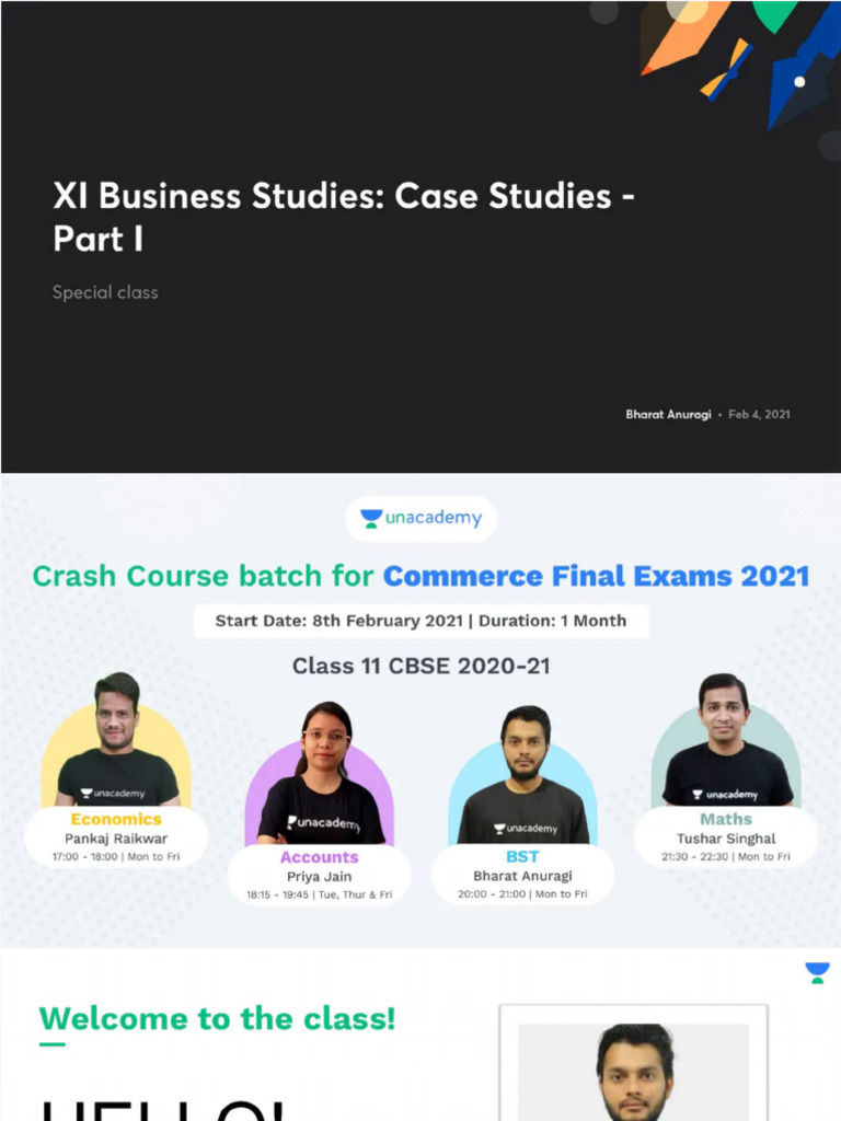 XI Business Studies Case Studies Part I No Anno | PDF