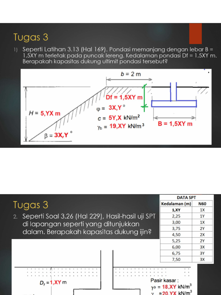 Tugas 3 (Pondasi Lereng, SPT, CPT) | PDF