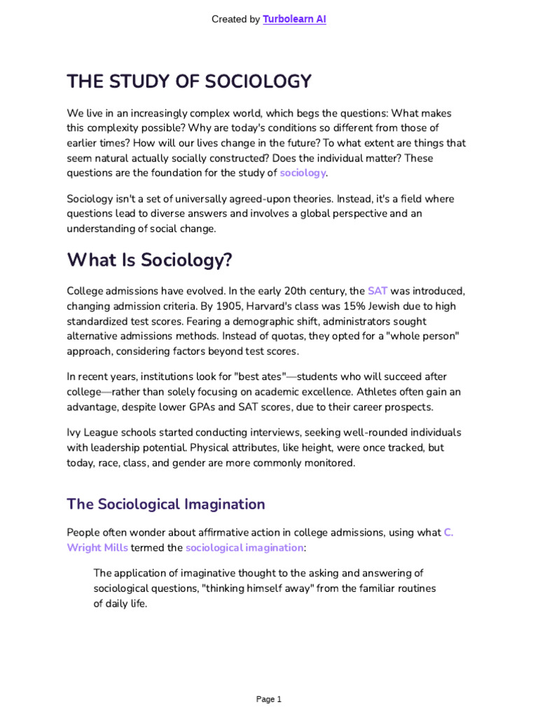 The Study of Sociology | PDF | Survey Methodology | Sociology