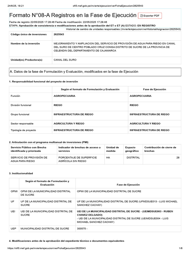 Formato 8a Suro Proyecto de Inversion | PDF | Riego | Sector privado