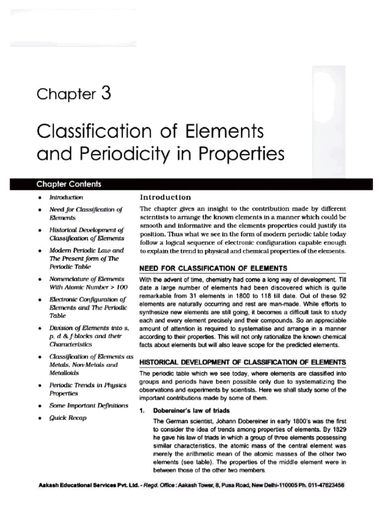 Classification of Elements and Periodicity | PDF